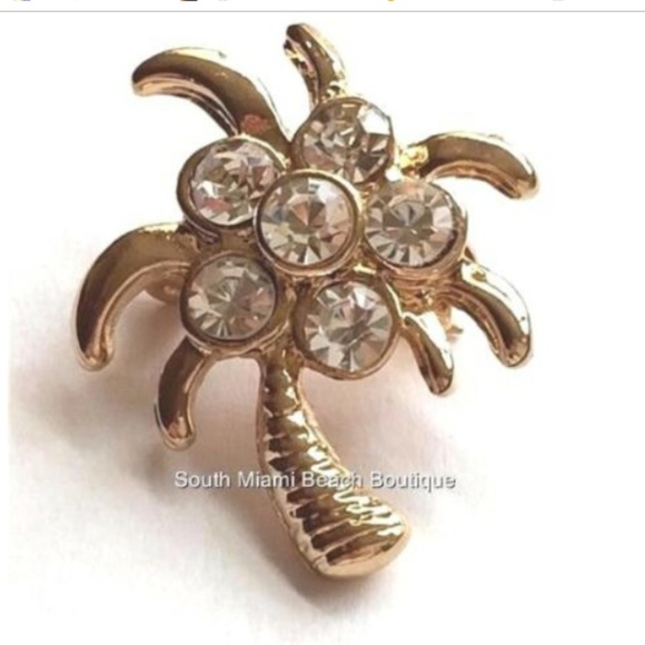 Jewelry | Gold Crystal Coconut Palm Tree Pin Brooch Island | Poshmark